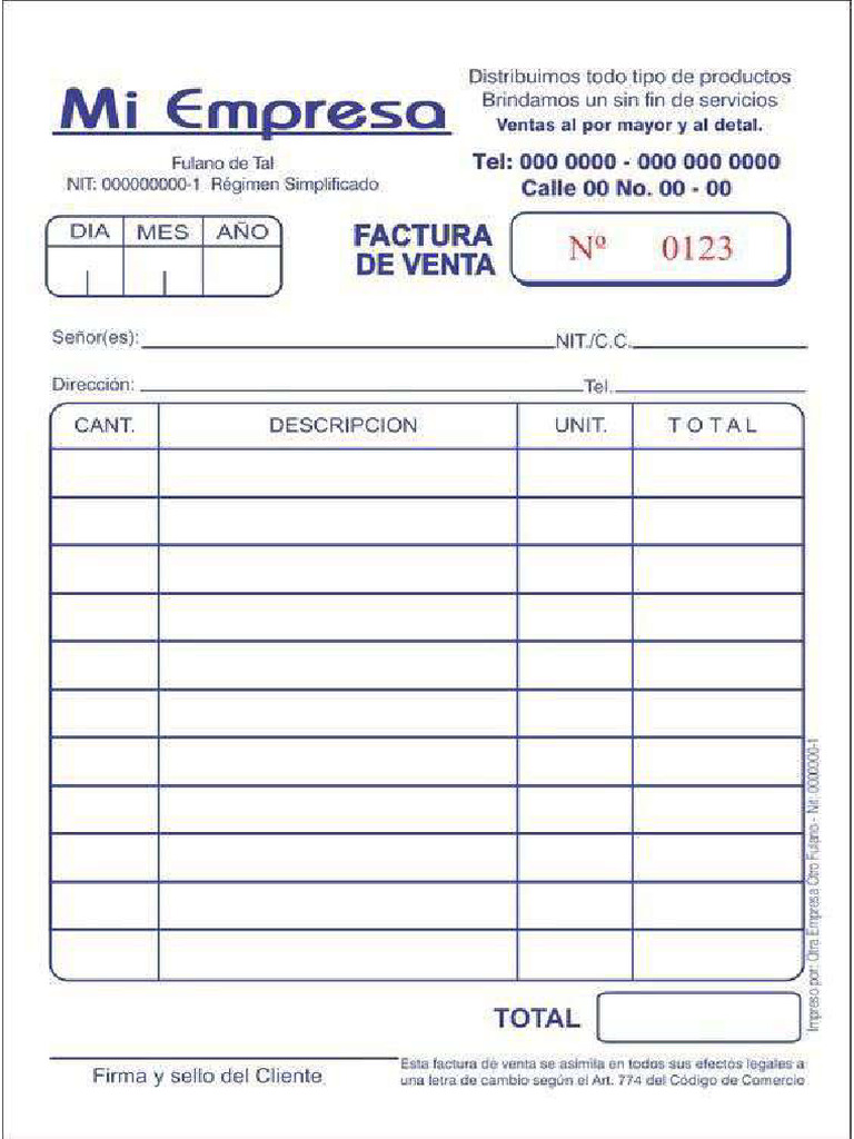 Módelo de Factura para Editar | PDF