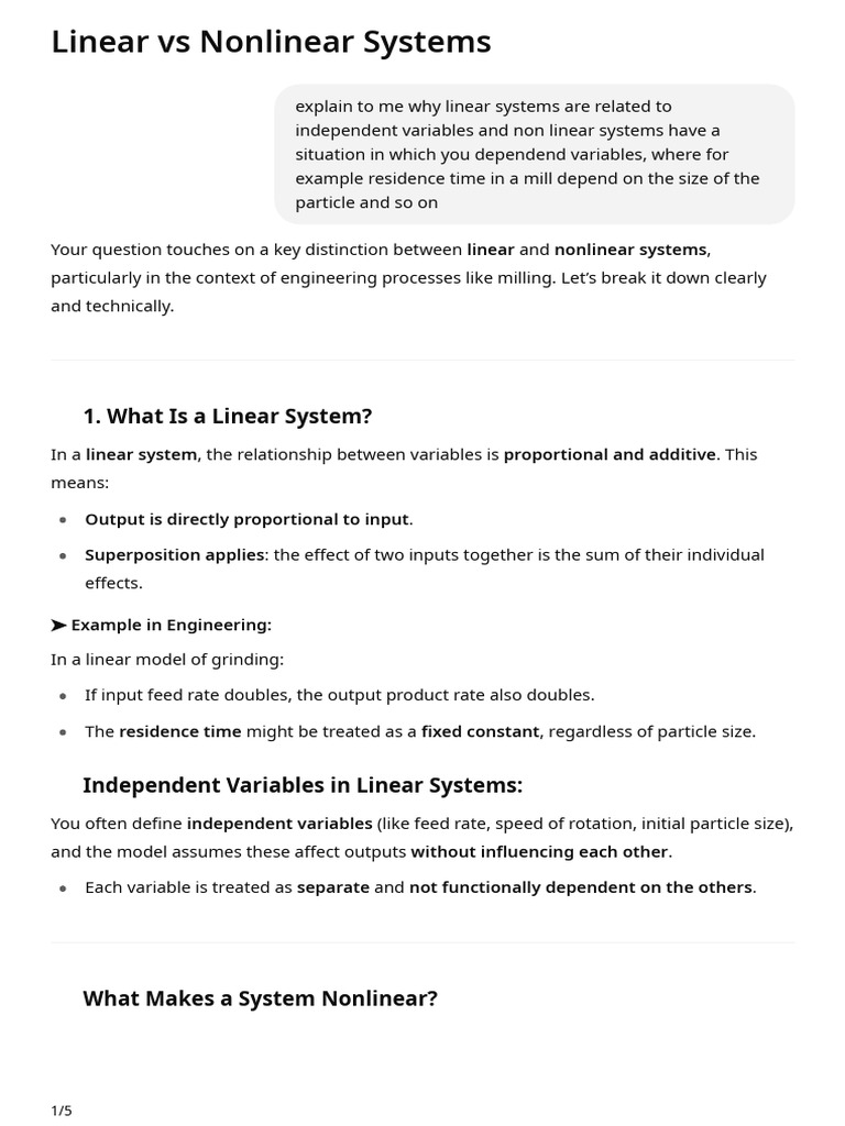 Linear vs Nonlinear Systems Explained | PDF | Nonlinear System | System ...