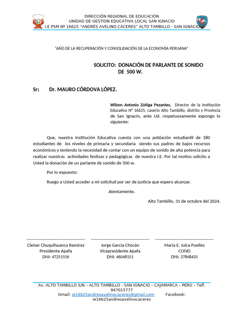 Solicito Apoyo Con Juguetes | PDF | Perú