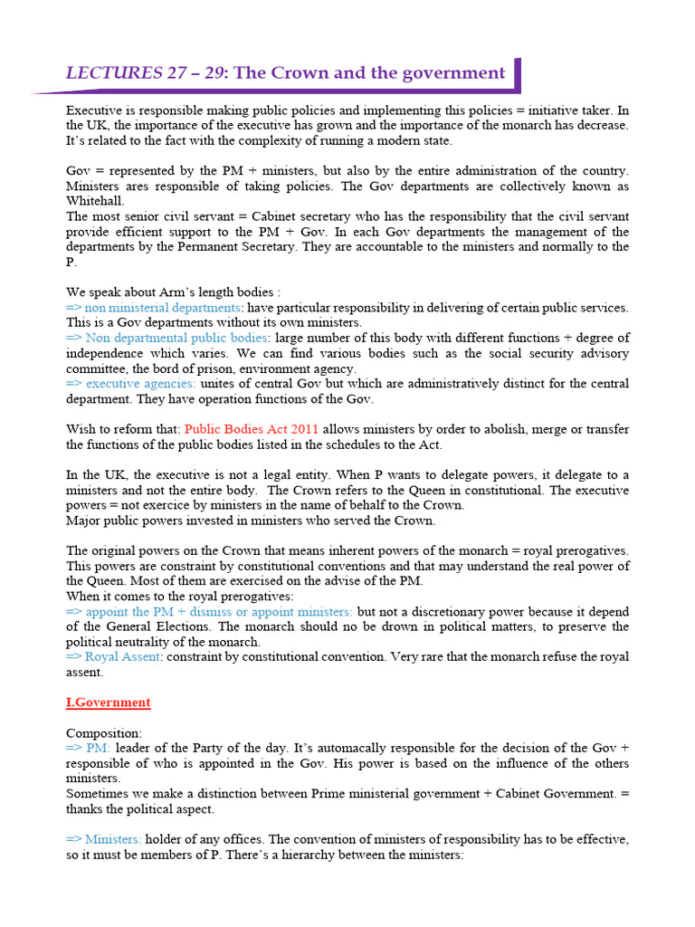 L.9 The Crown and The Government | PDF | Government Institutions ...