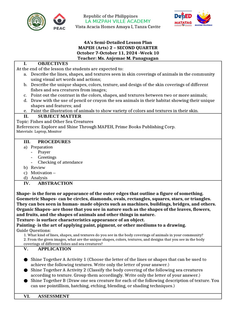 LP Mapeh (Arts) 2 Week 10 | PDF | Shape | Drawing