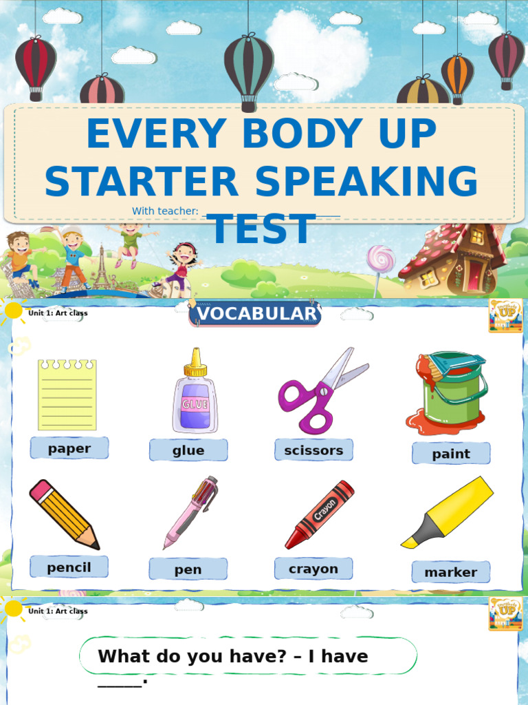 Up Starters Speaking Test | PDF
