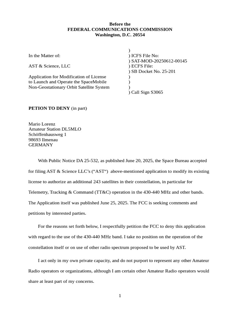 Petition To Deny Final Cert | PDF | Amateur Radio | Radio