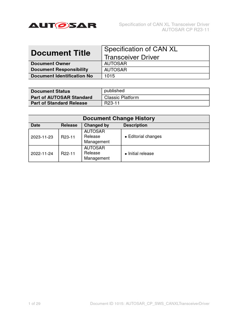 CAN XL Transceiver Driver Specification | PDF | Specification ...