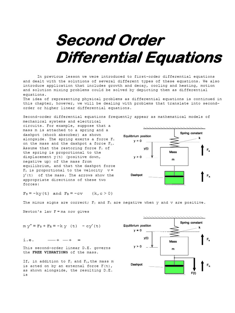 Second-Order Differential Equations | PDF | Oscillation | Inductance