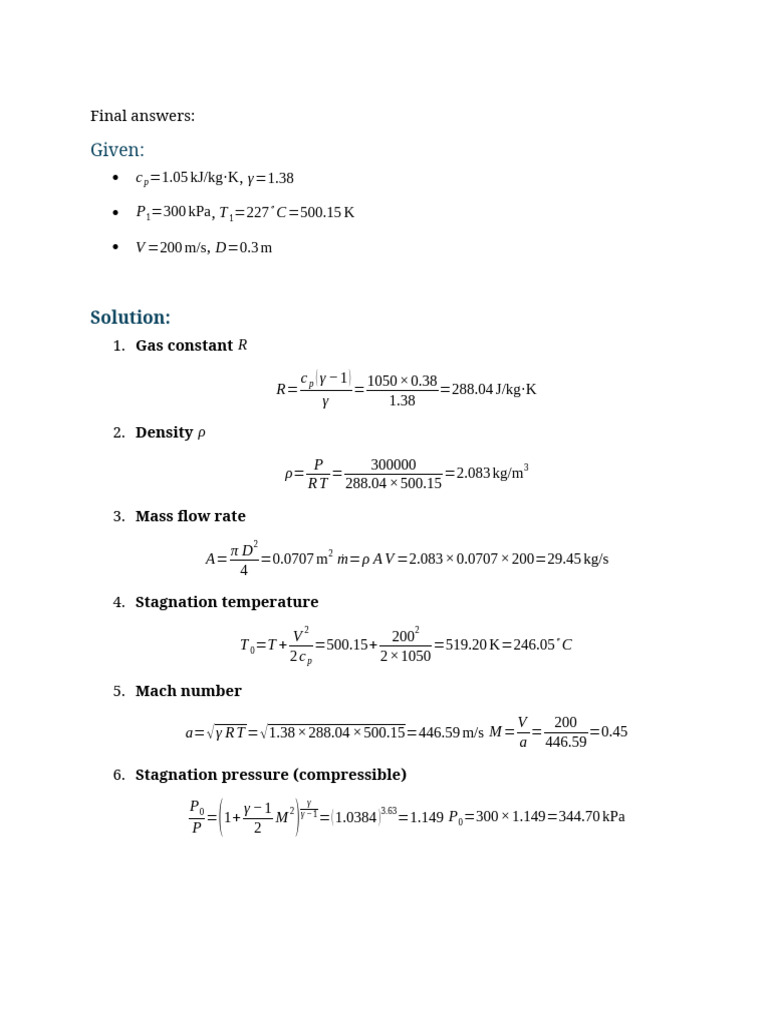 Mass Flow Rate Calculation | PDF