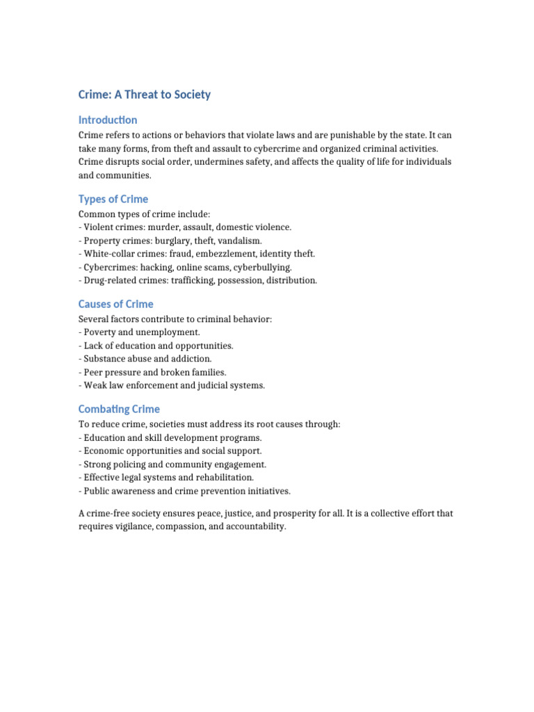 Crime One Page Document | PDF