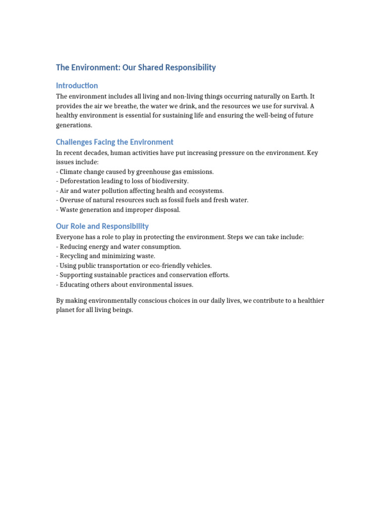 Environment One Page Document | PDF