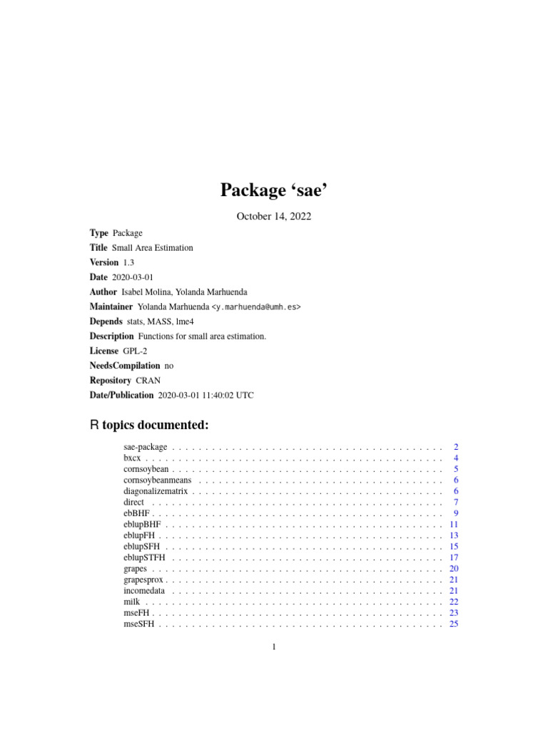 Packages SAE | PDF | Errors And Residuals | Statistics