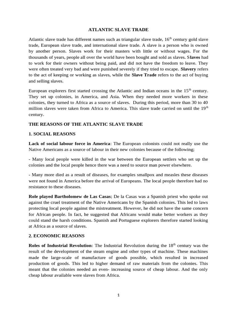 Notes On Triangular Slave Trade | PDF | Slavery | Atlantic Slave Trade