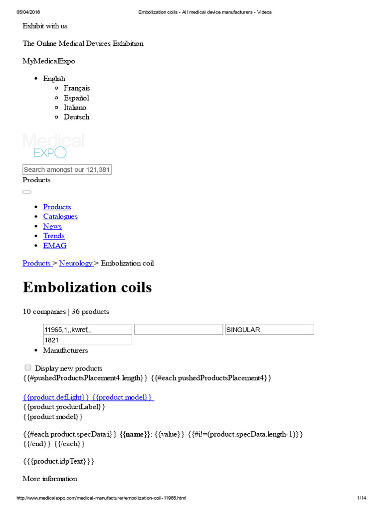 Embolization Coils - All Medical Device Manufacturers | PDF ...