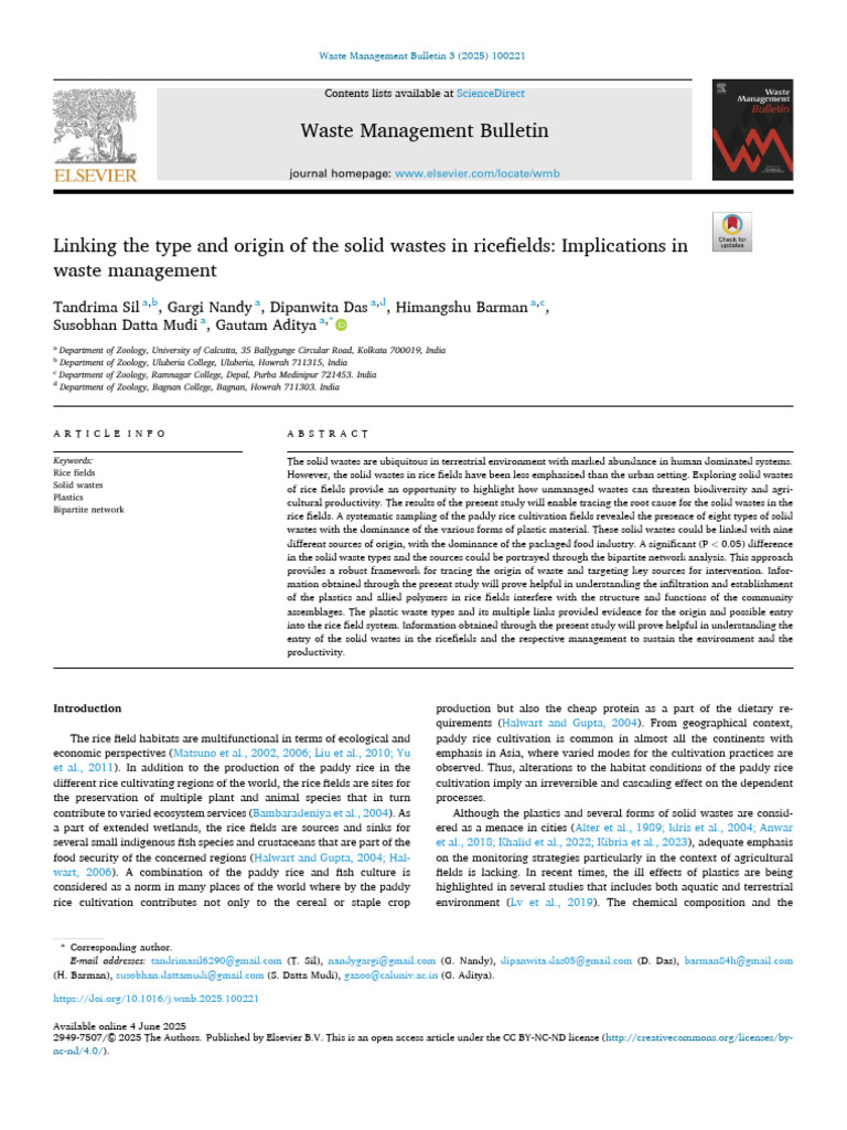 Solid Waste Sources in Rice Fields | PDF | Plastic | Waste