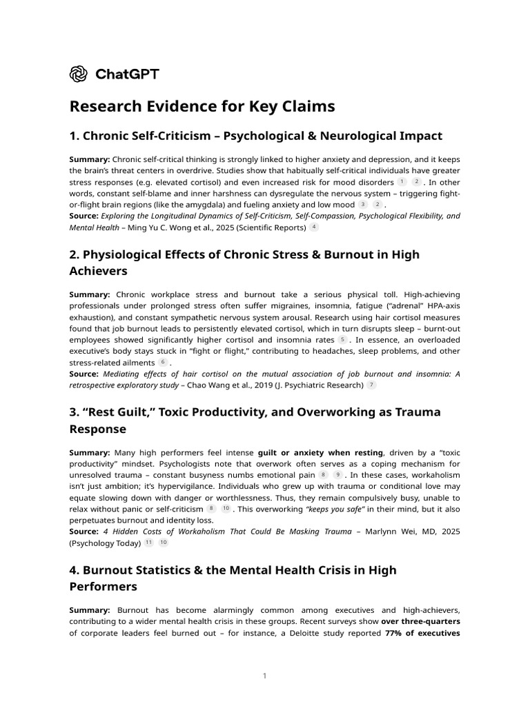 Chronic Self-Criticism and Burnout Effects | PDF | Stress (Biology ...
