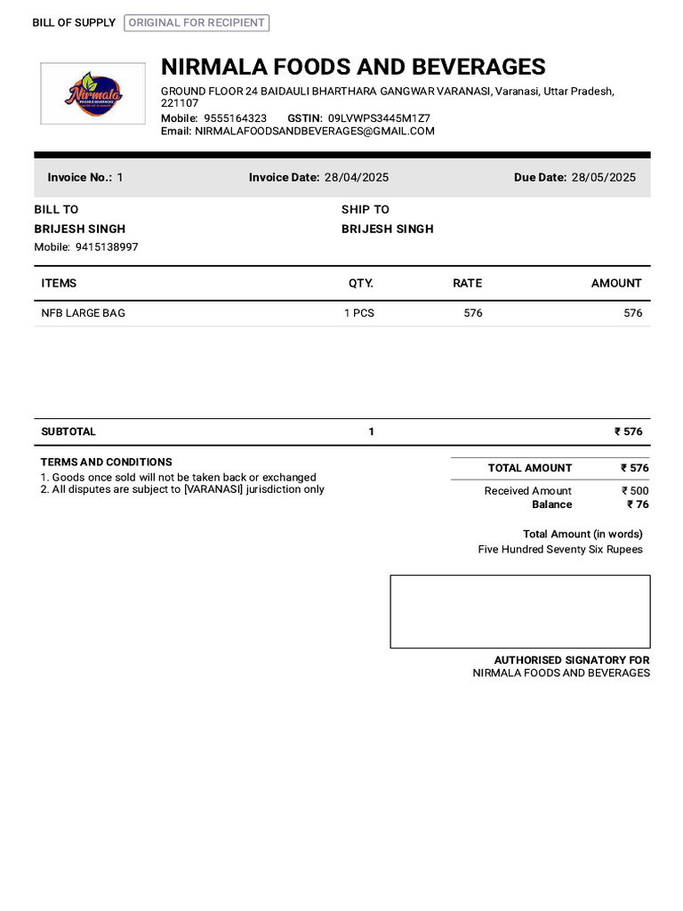 Brijesh Singh Sales Invoice 1 | PDF