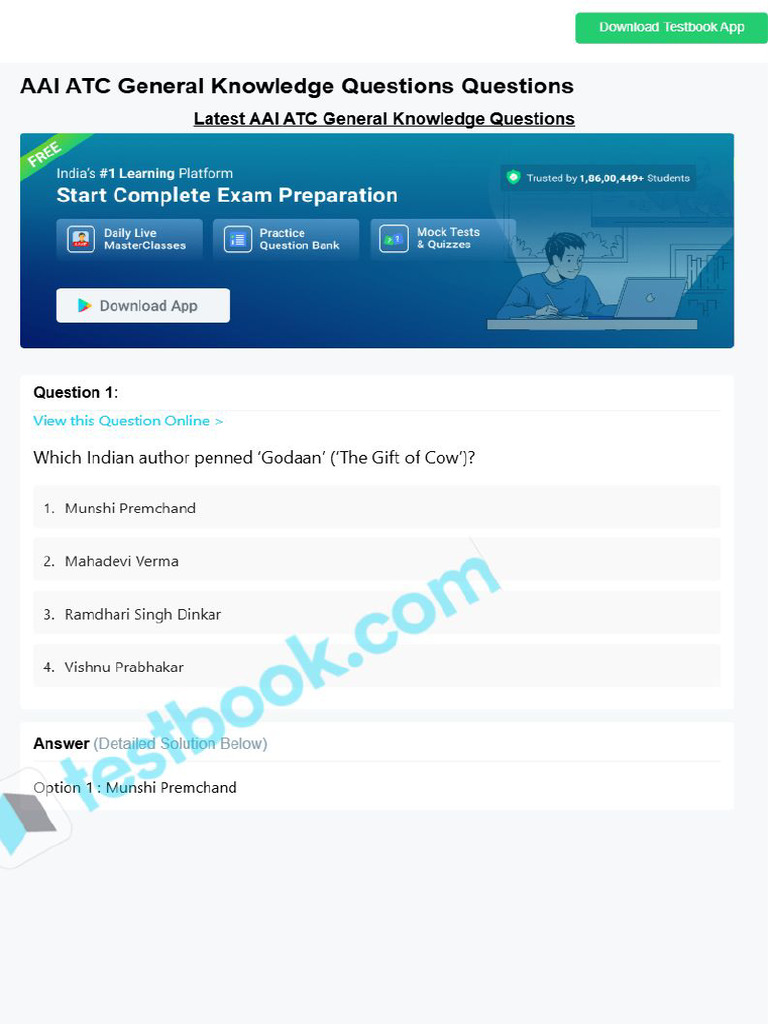 Aai Atc General Knowledge Questions 63935ab356992216bd0b3534 | PDF