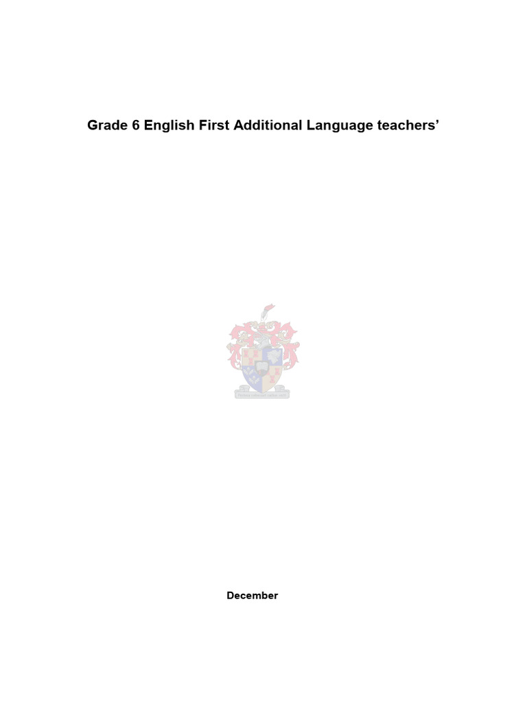 Grade 6 English First Additional Language Teachers | PDF | Pedagogy ...