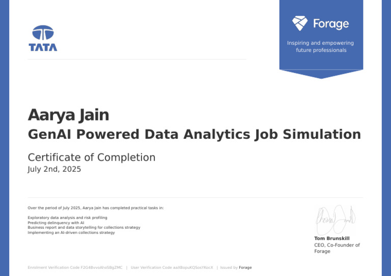 Tata Data Analysis Certificate | PDF