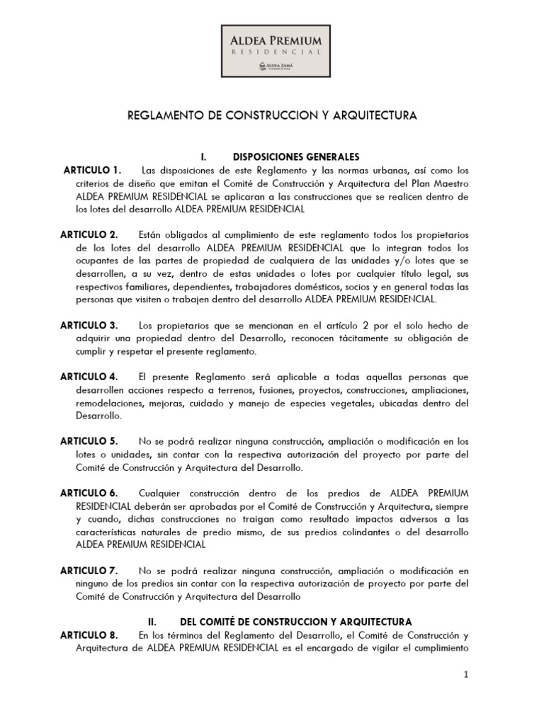 REGLAMENTO DE CONSTRUCCION RESIDENCIAL Final | PDF | edificio | Regulación
