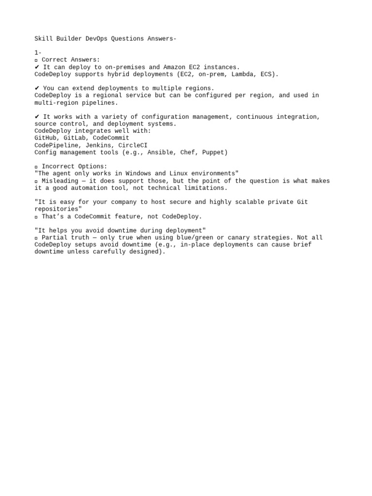 Skill Builder DevOps Questions Answers 1 | PDF