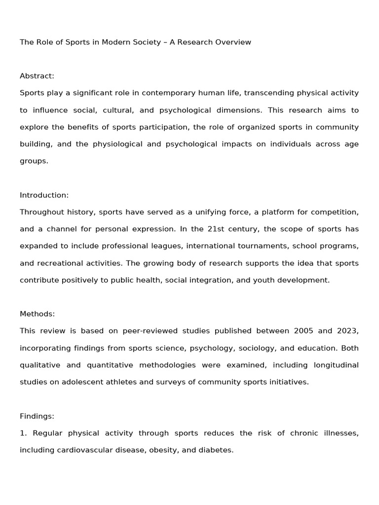Sports Research Overview | PDF