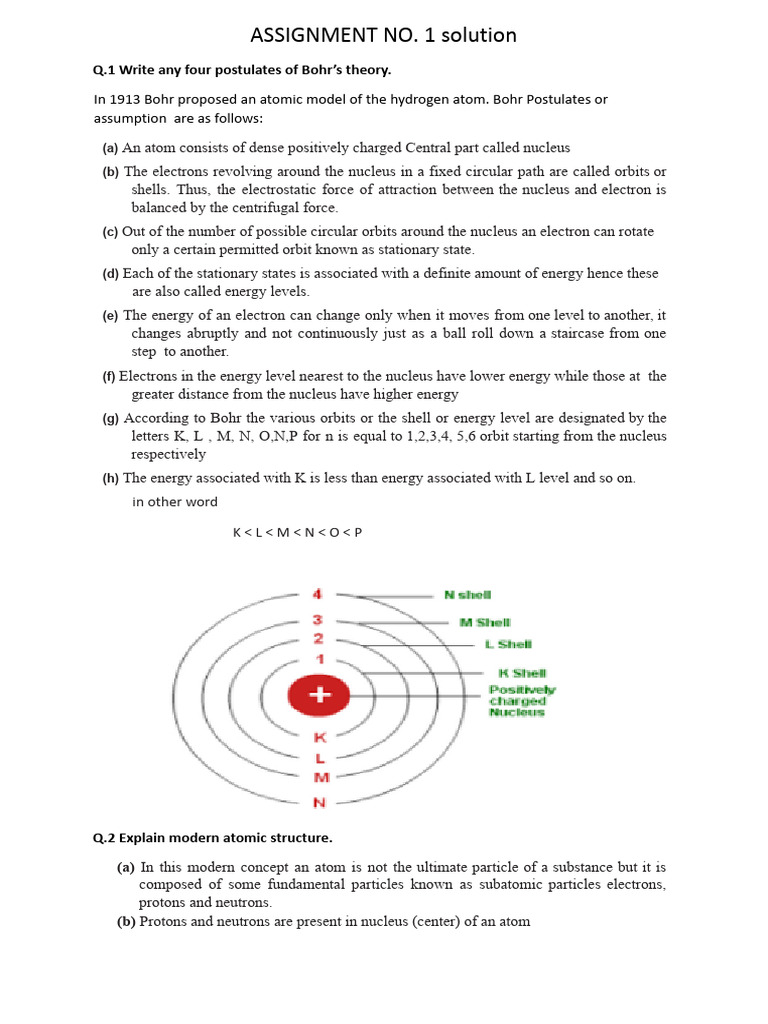 Assignment No 1 Solution | PDF | Energy Level | Atomic Nucleus