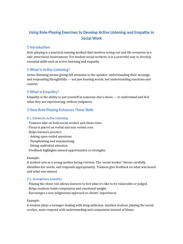 Role-Playing for Active Listening Skills | PDF
