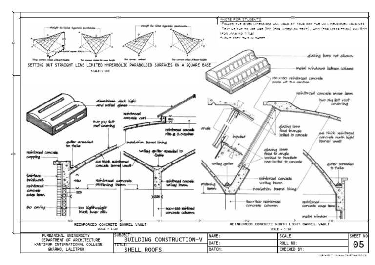 BM&C-V Sheet-05 Kic 3 - Shell Structure | PDF | Building Engineering ...