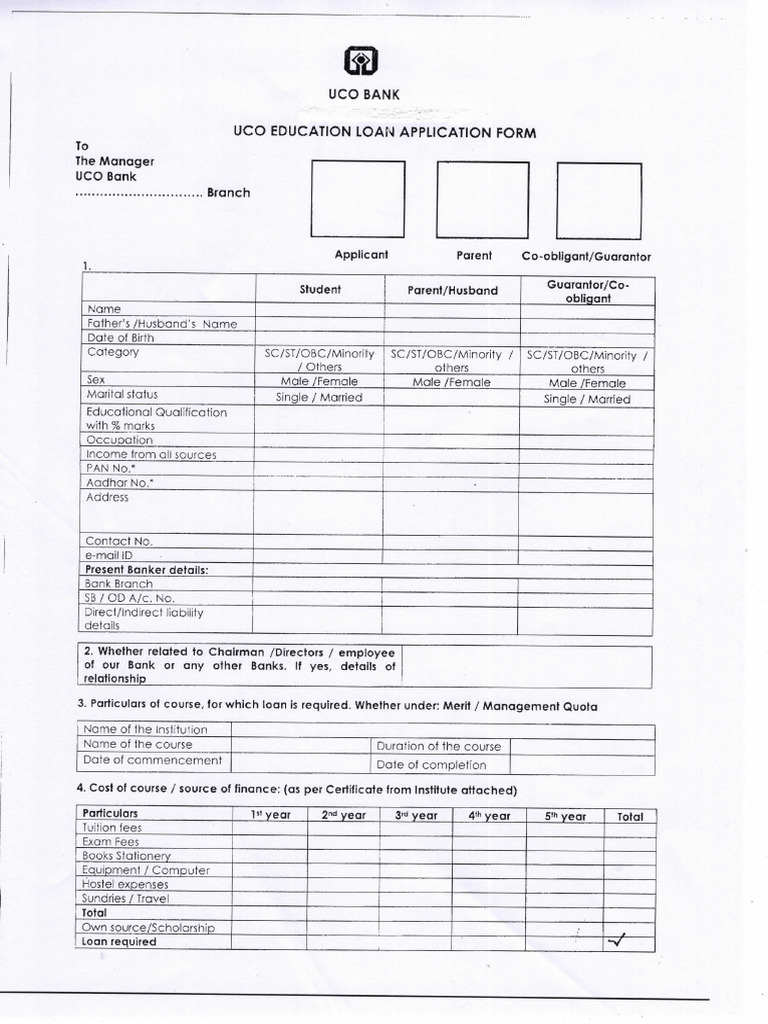 Uco Loan Application Form | PDF
