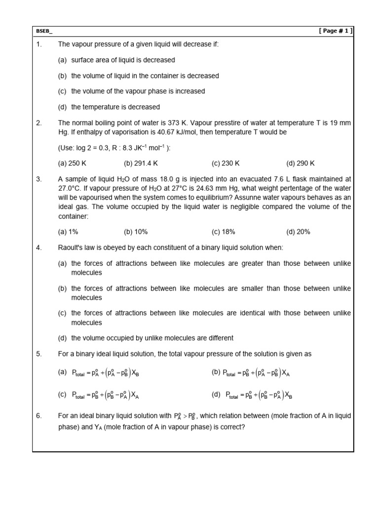 Chem Solution | PDF | Vapor | Liquids