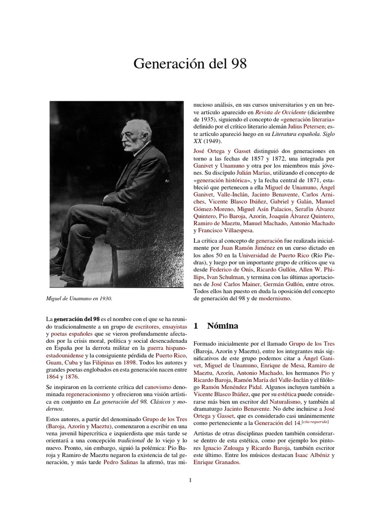 Generación Del 98 | PDF