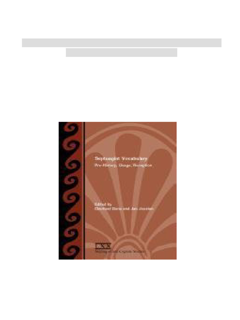 Septuagint Vocabulary Pre History Usage Reception Bons Download | PDF ...