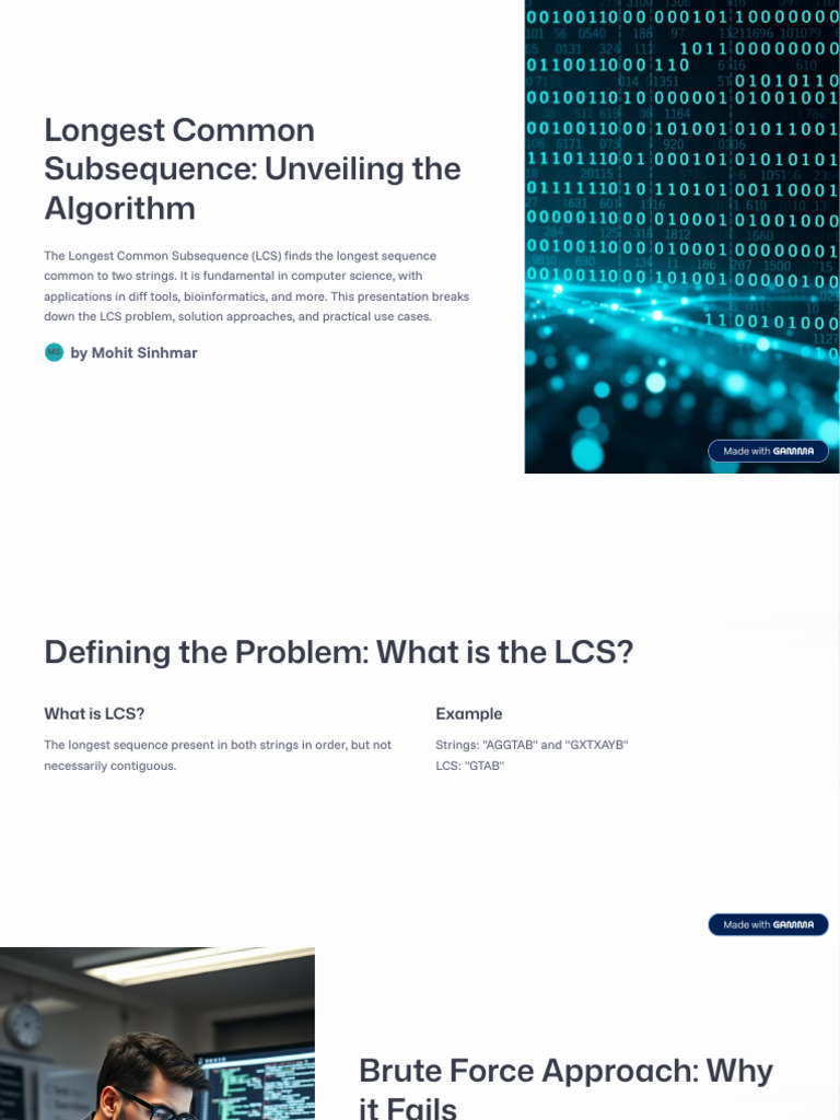 Longest Common Subsequence Unveiling The Algorithm | PDF | Algorithms | Applied Mathematics