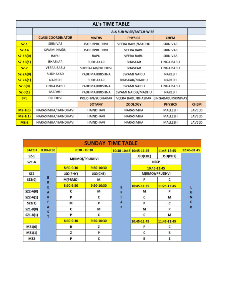 AL'S Time Table | PDF