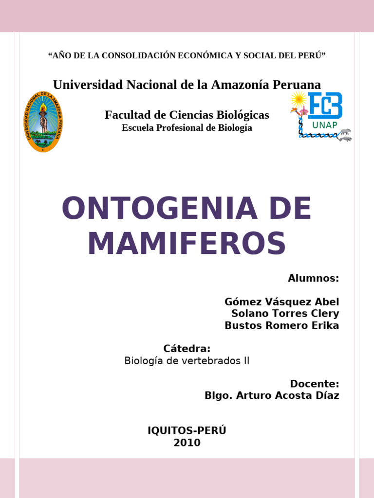 Ontogenia Mamiferos | PDF | Mitosis | Hormona luteinizante