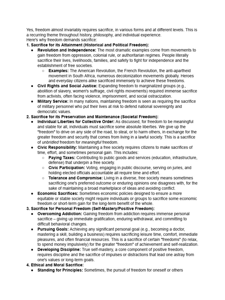 Does Freedom Require Sacrifice | PDF | Disciplines | Political Science