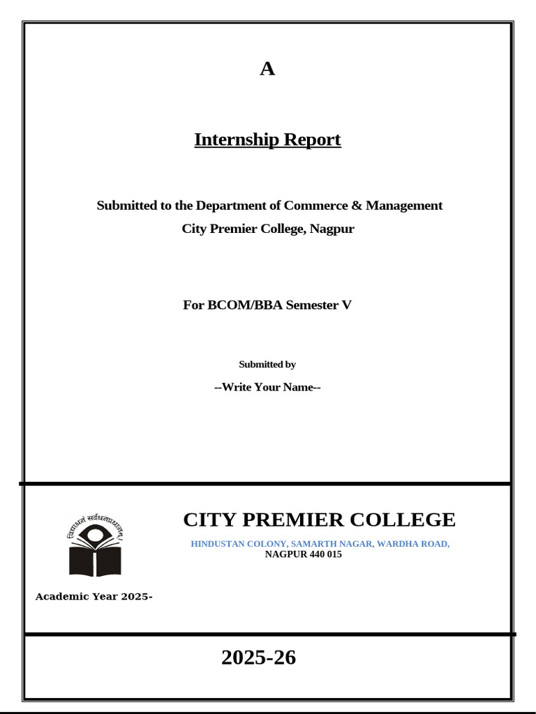 Intership Report Guidelines | PDF
