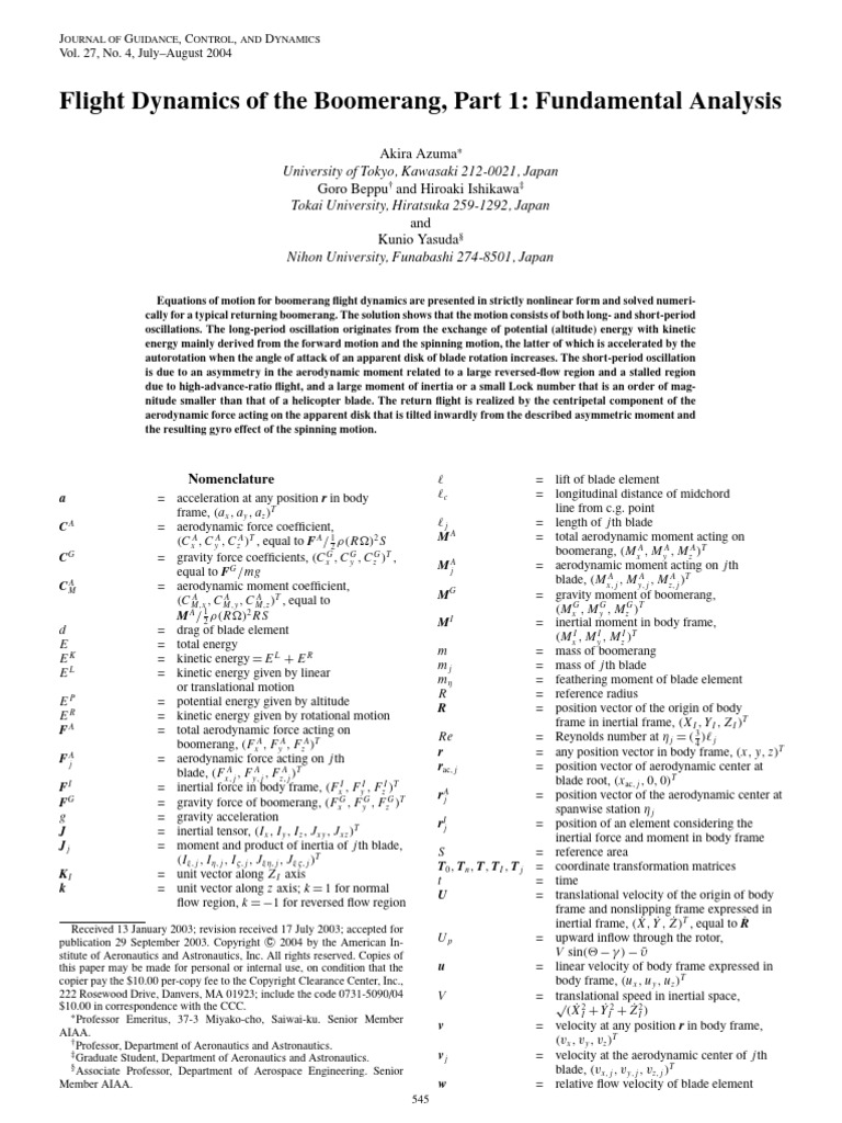 Boomerang 1 | PDF | Rotation | Force