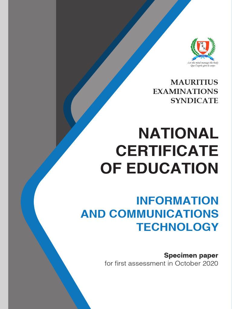 Ict g9 Nce Specimen Paper Section A | PDF | Table (Database) | Spreadsheet