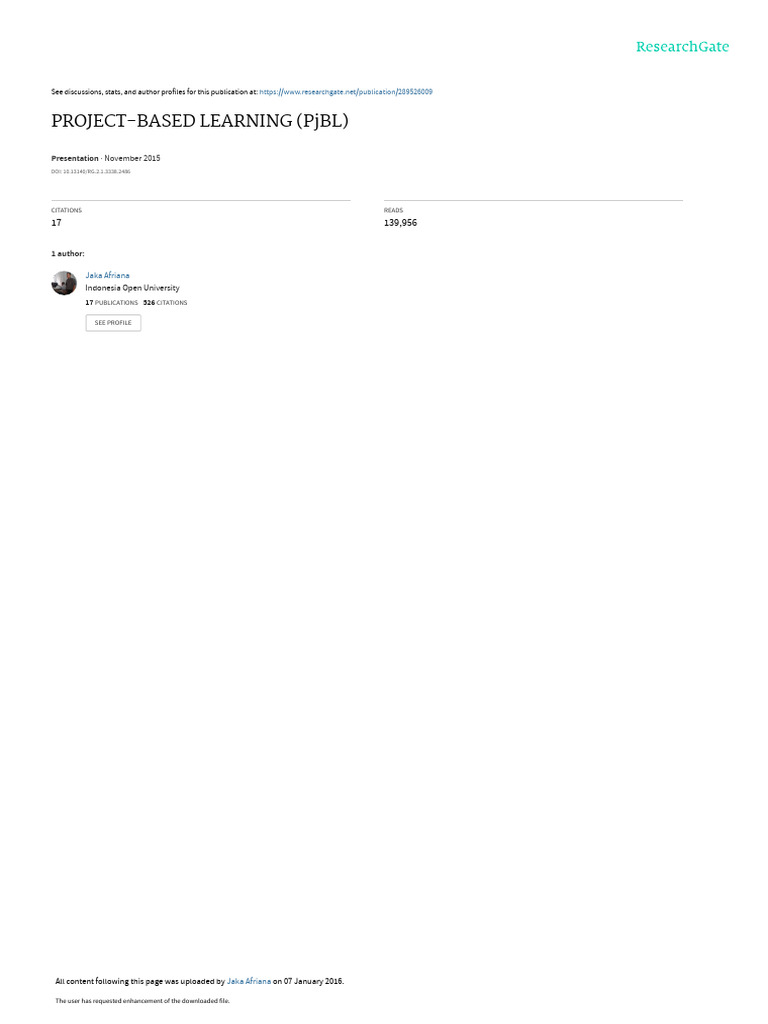 Penerapan Project Based Learning (PjBL) | PDF