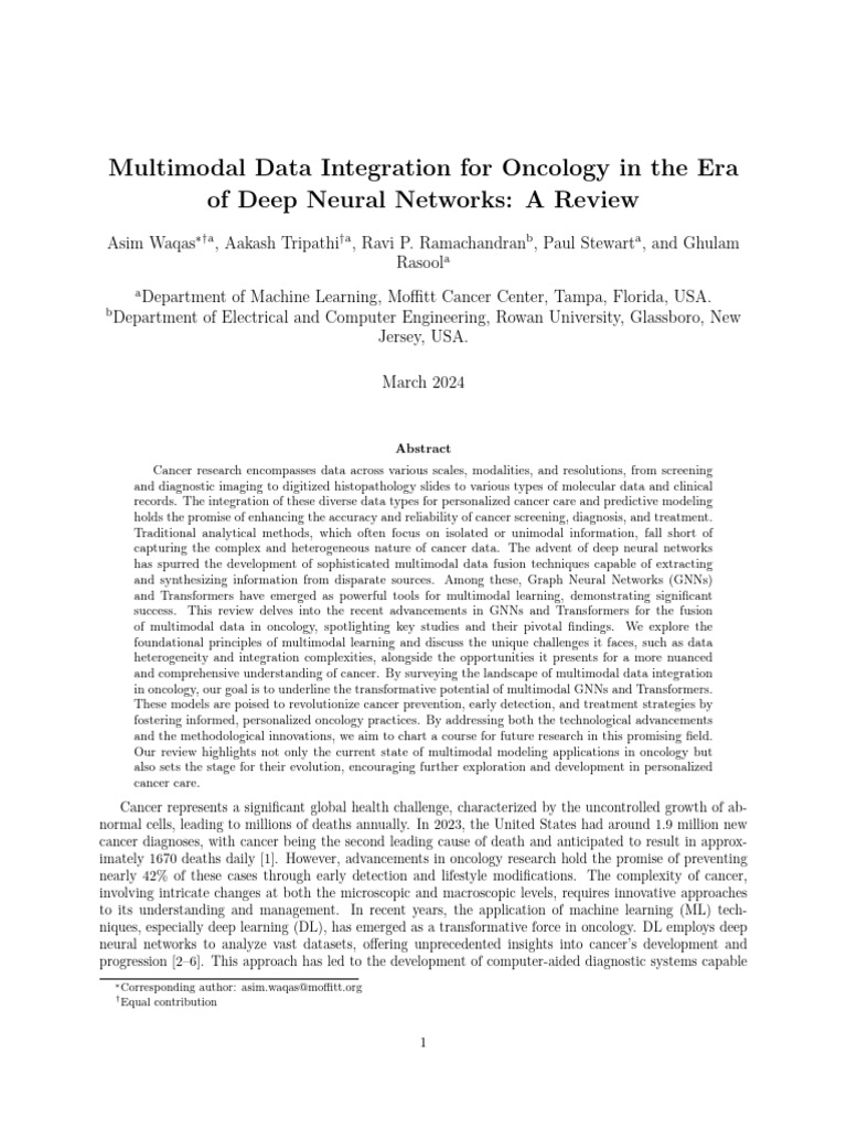 Multimodal Data Integration For Oncology in The Era of Deep Neural ...