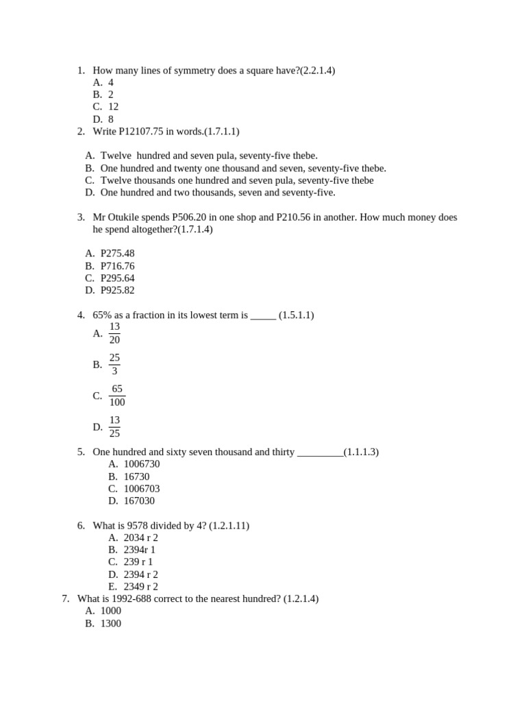 End of Term 2 Maths 6 2017 | PDF | Area | Length