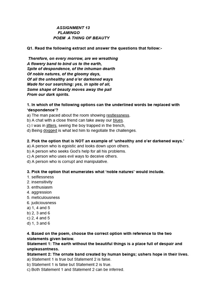 12 Assignment A Thing of Beauty | PDF