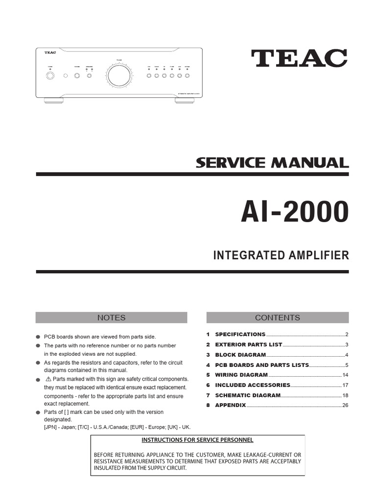 Teac Ai-2000 | PDF | Computer Engineering | Electronic Engineering