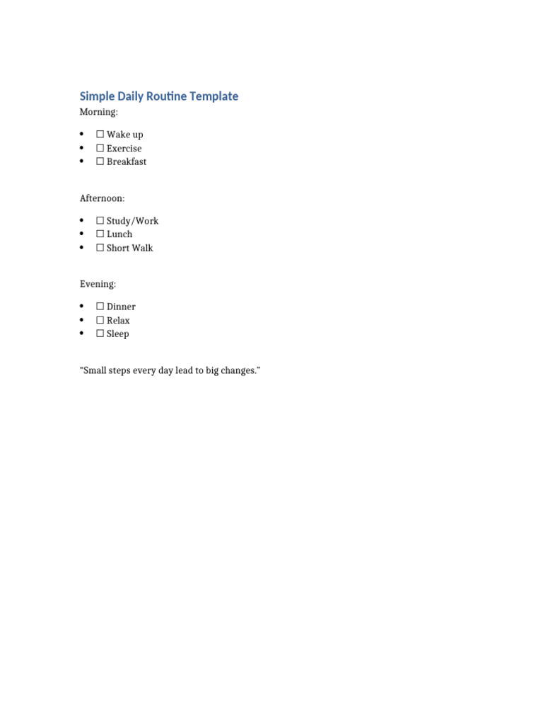 Daily Routine Template | PDF
