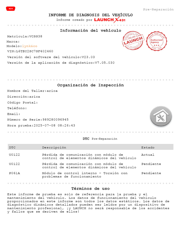 EOBD2 L6TBY2SC7SF402460 Códigodeerror 20250708082643 | PDF