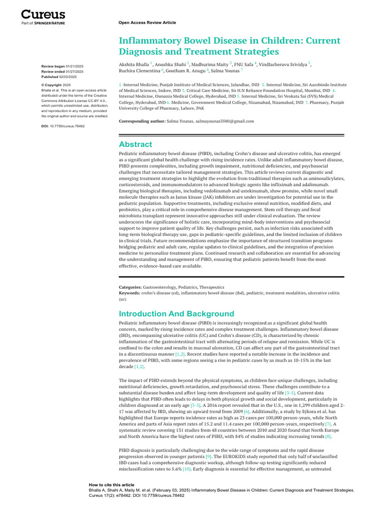 Pediatric Inflammatory Bowel Disease Review | PDF | Inflammatory Bowel ...