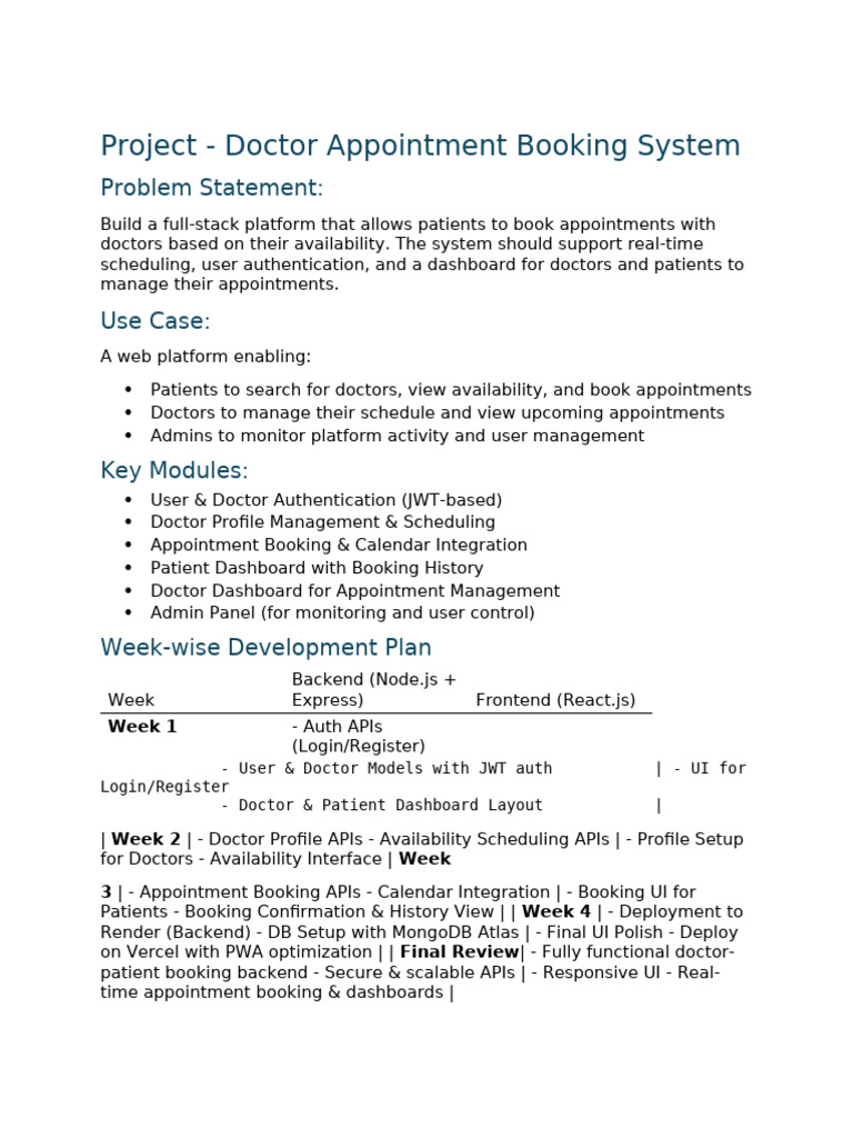Doctor Appointment Booking System | PDF | Mongo Db | Information ...