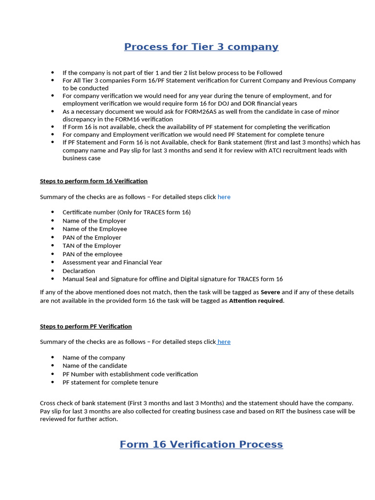 Tier 3 Company Check Process - Form 16 | PDF | Employment | Taxes