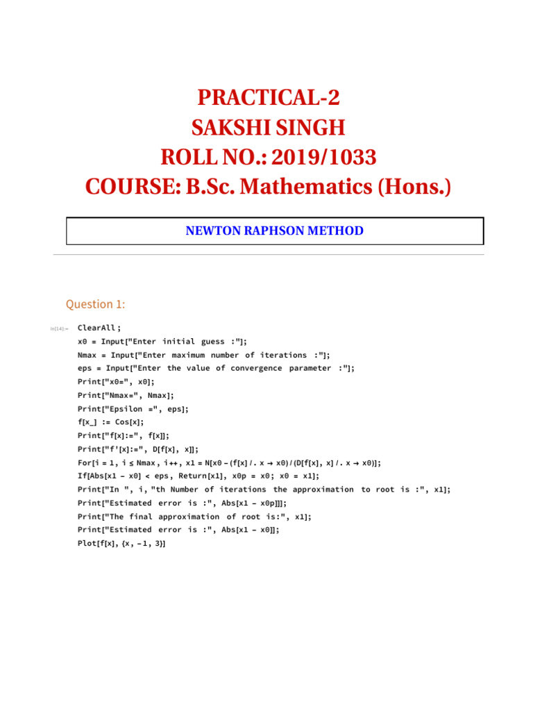Practical-2 (Newton Raphson Method) | PDF | Analysis | Computer Programming