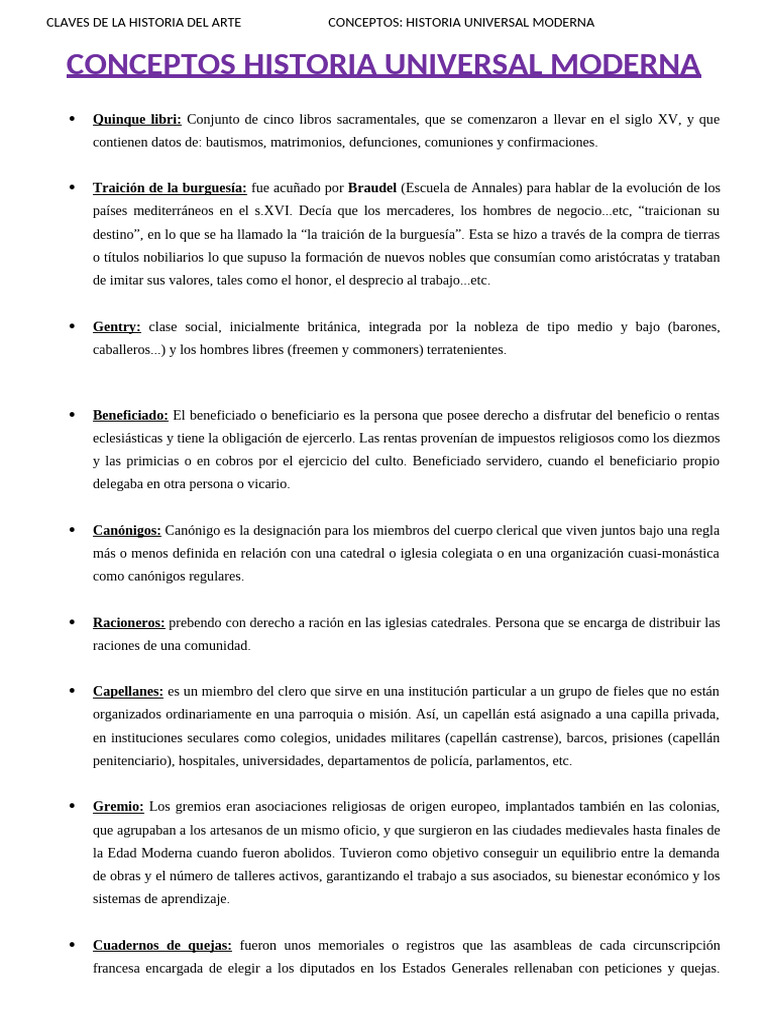 Conceptos Historia Universal Moderna | PDF | Whigs (Partido Político ...